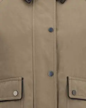 Brunello Cucinelli Padded Down Jacket With Leather Collar - Beige