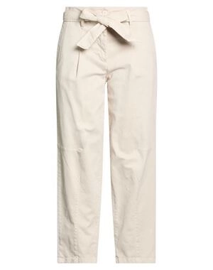 MANILA GRACE Wide-leg Cotton And Elastane Pants - Sand