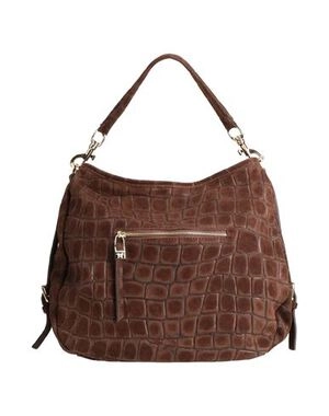 LAURA DI MAGGIO Suede Crocodile-effect Handbag - Brown
