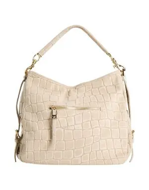 LAURA DI MAGGIO Suede Crocodile-effect Handbag - White