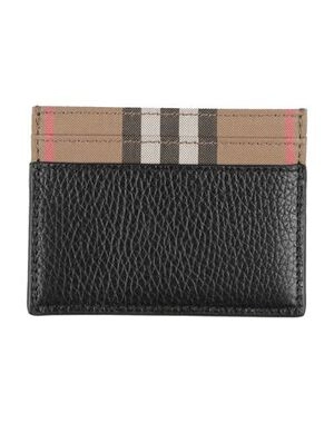 Burberry Cardholder Calfskin, Textile Fibers - Black