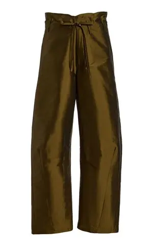 Chan Luu Techno Taffeta Wide-leg Pants - Olive
