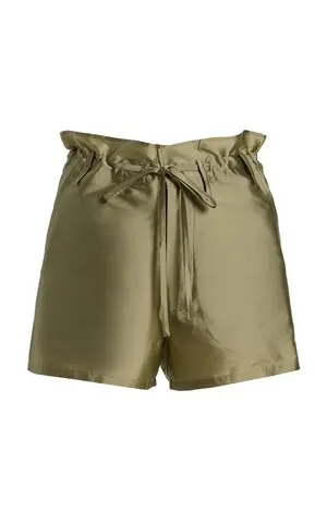 Chan Luu Techno Taffeta Shorts With Drawstring Waist - Green