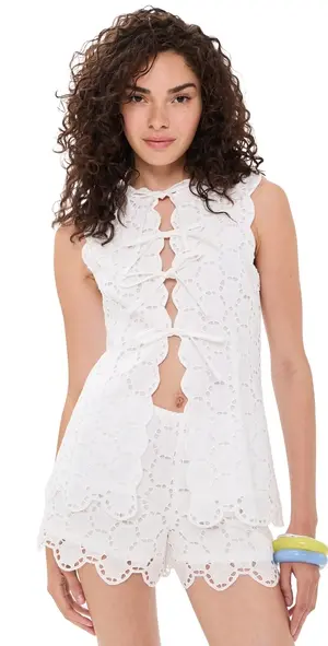 SIMONMILLER Delilah Eyelet Tie Top - Macadamia