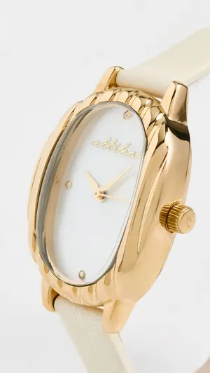 Ettika Timeless Texture Leather Watch With Mother-of-pearl Dial