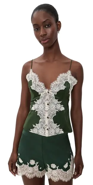 Alice + Olivia Julietta Cutaway Lace Slip Top