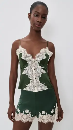 Alice + Olivia Julietta Cutaway Lace Slip Top