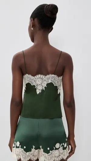 Alice + Olivia Julietta Cutaway Lace Slip Top