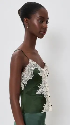 Alice + Olivia Julietta Cutaway Lace Slip Top