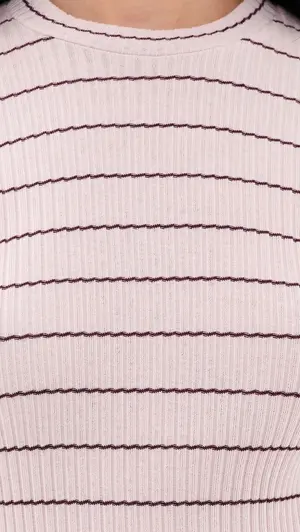 Vince Rib Stripe Long Sleeve Crew Tee