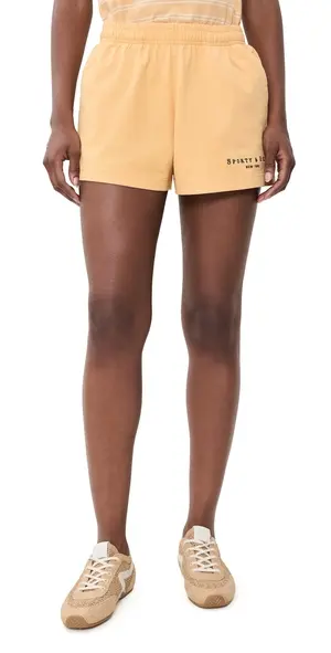 SPORTY & RICH Title Embroidered Disco Shorts - Limone