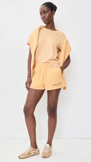 SPORTY & RICH Title Embroidered Disco Shorts
