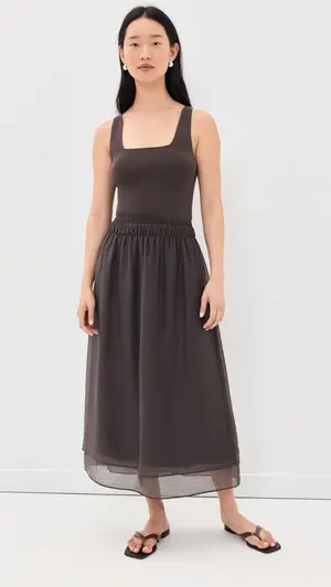Vince Square Neck Mixed Media Dress