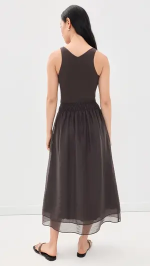 Vince Square Neck Mixed Media Dress