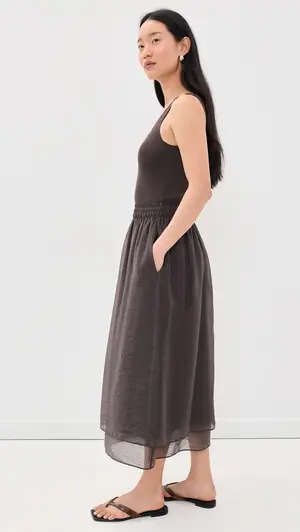 Vince Square Neck Mixed Media Dress