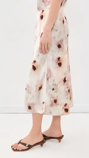 Vince Watercolor Floral Slip Skirt