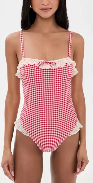 MONTCE Micro Gingham Jacelyn Ruffle One Piece