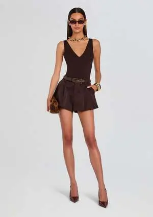 SANS FAFF Plunge V Bodysuit - Espresso