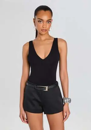 SANS FAFF Plunge V Bodysuit - Black