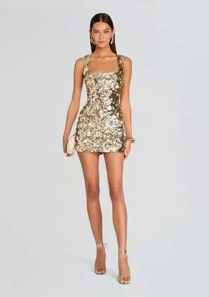 Retrofete Sadlyn Sequin Mini Dress - Gold