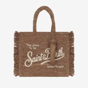 MC2 SAINT BARTH Rafiya Volant Bag - Brown