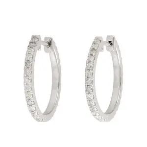 ARTISAN Natural Diamond Hoop Earrings In 18k Gold - White