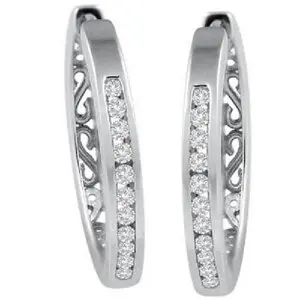ARTISAN Pave Diamond Hoop Earrings In 18k Gold - White