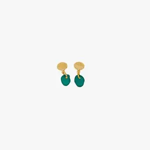 GLASSTYK Shells Earrings Sea Glass Gold - Blue