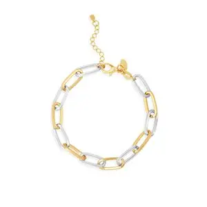 SHYMI Silver / Gold Ten Mm Two Tone Oval Paper Clip Bracelet - Silver/gold