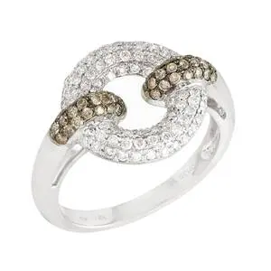 ARTISAN 18k White Gold Diamond Swirl Ring - White/brown