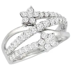 ARTISAN Diamond Floral Crisscross Ring In 18k Gold