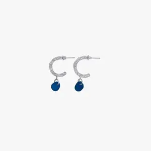 GLASSTYK Fragments Signature Hoops Dark Sea Glass Steel - Blue