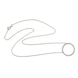 ARTISAN White / Gold Diamond Circle Pendant Necklace In 18k White Gold - White/gold