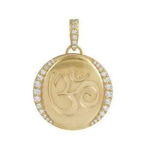 ARTISAN White / Gold Om Diamond Medallion Pendant In 14k Yellow Gold - White/gold