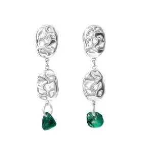 GLASSTYK Cliff Earrings Sea Glass Steel - Blue