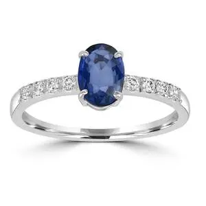 ARTISAN 18k White Gold Oval Sapphire And Diamond Solitaire Ring - White/blue