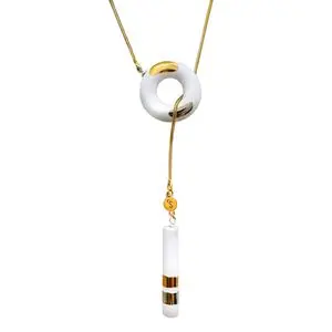 SCULP White / Gold Big Om Choker Mix Gold Necklace - White/gold