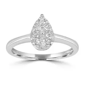 ARTISAN Pear Shape Diamond Cluster Ring In 18k Gold - White