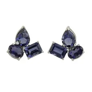 ARTISAN White / Yellow Iolite Multi Shape Stud Earrings In 18k White Gold