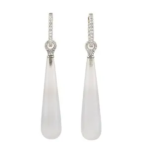 ARTISAN Chalcedony And Diamond Drop Earrings In 18k Gold - White