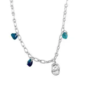GLASSTYK Sea Glass And Surgical Steel Anklet - Blue
