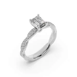 ARTISAN 14k Gold Ring With Emerald Cut Lab-grown Diamond - White