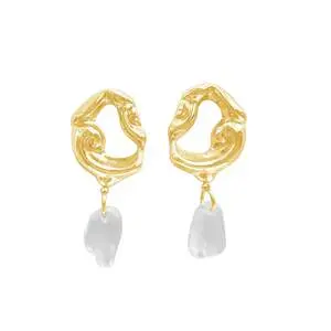 GLASSTYK Nazare Earrings Gold - White
