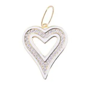 SHYMI White / Gold Enamel Open Heart Charm White - White/gold