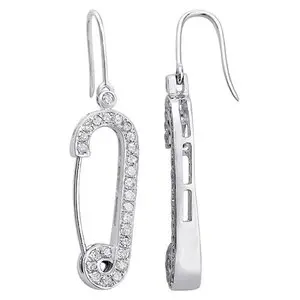 ARTISAN Diamond Safety Pin Drop Earrings In 18k Gold And Silver
