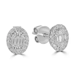 ARTISAN Diamond Triple Halo Cluster Stud Earrings In 18k Gold - White