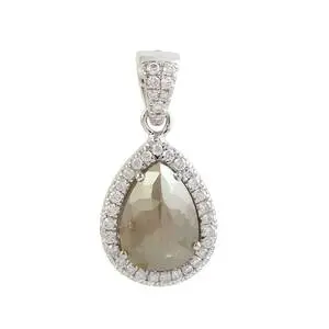 ARTISAN 18k White Gold Pear-cut Diamond Halo Pendant - White/brown