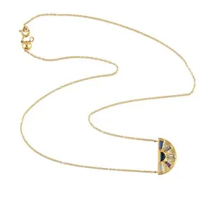 ARTISAN Gold / White 18k Yellow Gold Multi Gemstone And Diamond Fan Pendant Necklace - Gold/white