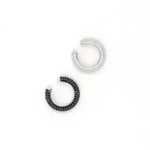 SHYMI Black / White Ear Cuff Set Of Two Silver & Black