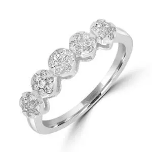 ARTISAN Diamond Flower Cluster Band Ring In 18k Gold - White